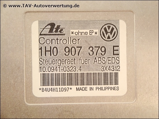 ABS/EDS Steuergeraet VW 1H0907379E Ate 10.0941-0323.4 3X4312 ...