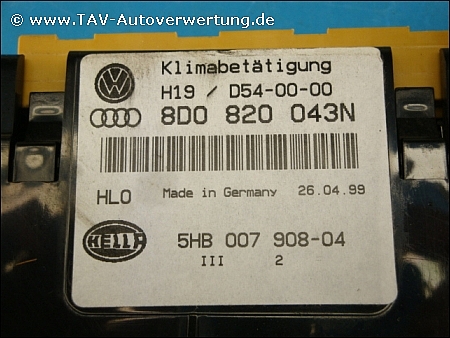 A/C Control panel Audi 8D0-820-043-N Hella 5HB-007-908-04, 0,00