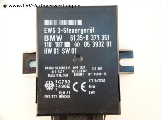 EWS 3 Control unit BMW 61-35-8-371-351 LK 05-3932-01 110-187 HW-01 SW ...