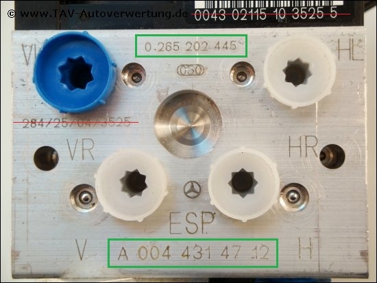ABS/ESP Hydraulic unit Mercedes-Benz A 004-431-47-12 Bosch 0-265-202 ...