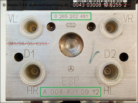 ABS/ESP Hydraulic unit Mercedes-Benz A 004-431-09-12 Bosch 0-265-202 ...
