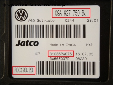 NEW! Transmission control unit Audi VW 09A-927-750-BJ Jatco JC7 ...