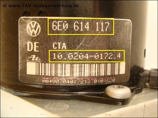 ABS Hydraulic unit VW 6E0-614-117 6E0-907-379-A Ate 10020401724 ...