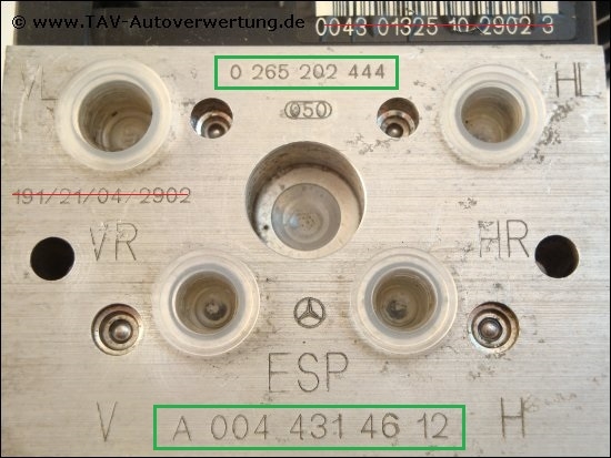 ABS/ESP Hydraulic unit Mercedes-Benz A 004-431-46-12 Bosch 0-265-202 ...