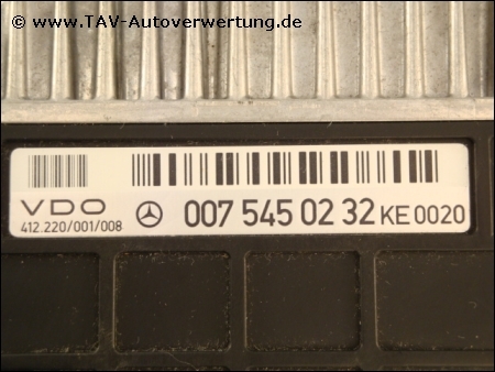 Engine control unit Mercedes A 007-545-02-32 VDO 412-220-001-008 KE ...
