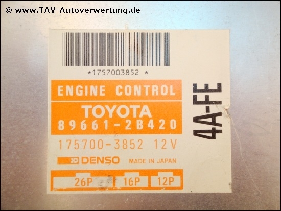 Engine control unit Toyota 896612B420 4AFE Denso 1757003852 Carina E ...