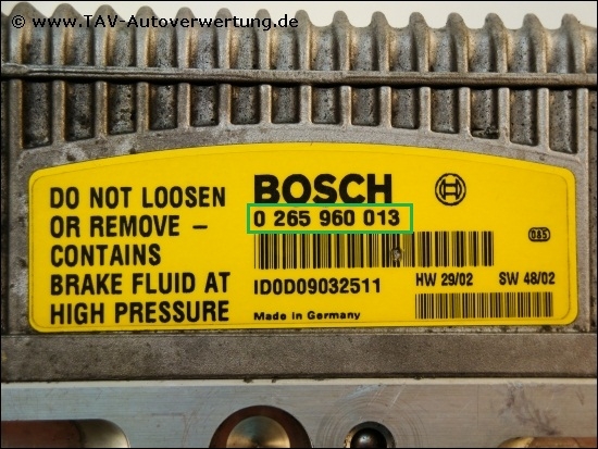 ABS/SBC Hydraulic unit Mercedes-Benz A 004-431-69-12 Q2 Bosch 0-265-250 ...