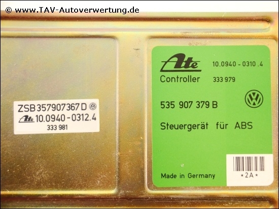 ABS/EDS Control unit VW 535-907-379-B Ate 10094003104 333-979 ZSB ...