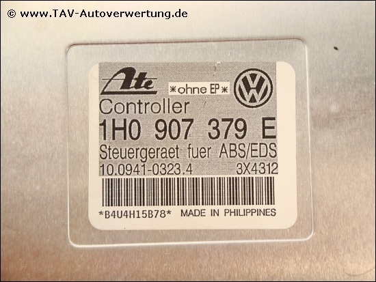 ABS/EDS Steuergeraet VW 1H0907379E Ate 10.0941-0323.4 3X4312 ...