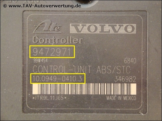 ABS/STC Hydraulic unit Volvo 9472970-S 9472971 Ate 10020402374 ...