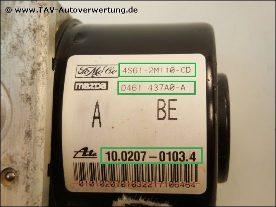 ABS Hydraulic unit Ford 4S612M110CD Mazda D461437A0A Ate 10020701034 ...