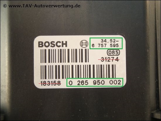 ABS/DSC Hydraulikblock BMW 34.51-6757593 34.52-6757595 Bosch 0265225005 ...