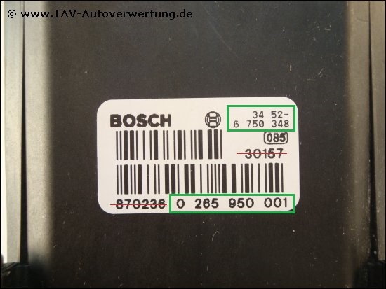 ABS/DSC Hydraulic unit BMW 34516750382 34526750348 Bosch 0-265-225-001 ...