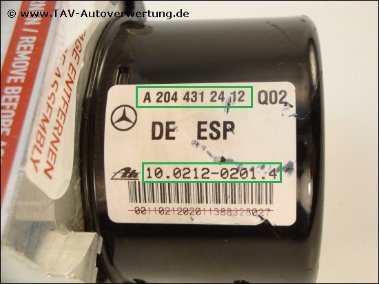 New! ABS/ESP Pump Hydraulic unit Mercedes-Benz A 204-431-24-12 Q02 Ate ...