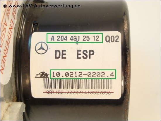 New! ABS/ESP Pump Hydraulic unit Mercedes-Benz A 204-431-25-12 Q02 Ate ...