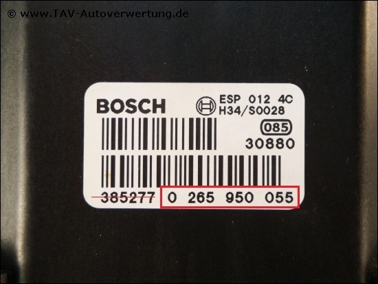 ABS/ESP control unit Bosch 0-265-950-055 4B0-998-375 Audi A6 C5 VW ...
